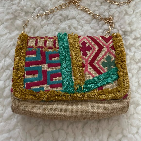 Bags | Yellow And Tan Boho Style Crossbody Bag | Poshmark